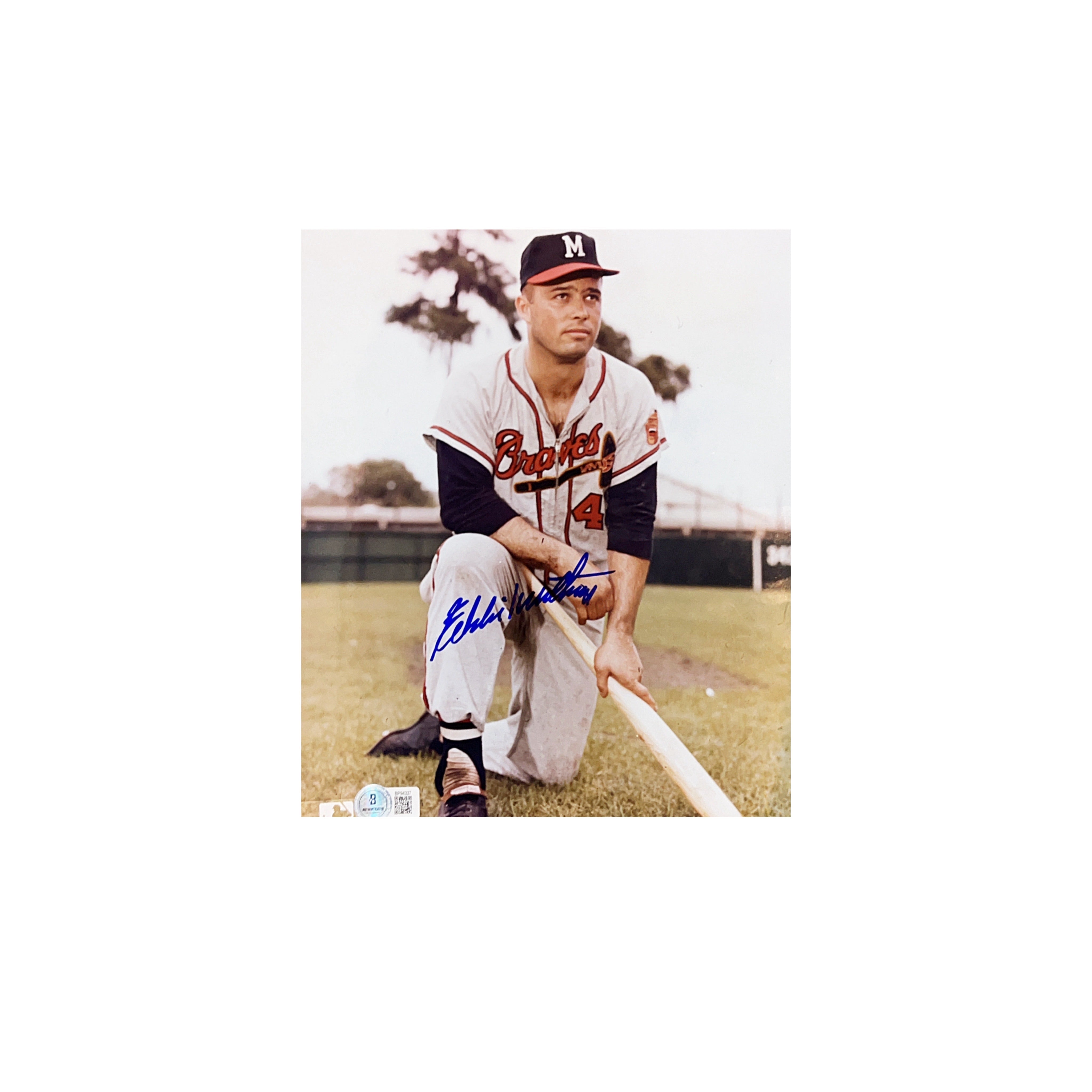 Eddie Matthews Autographed Milwaukee Braves On Knee 8x10 Beckett – BG ...