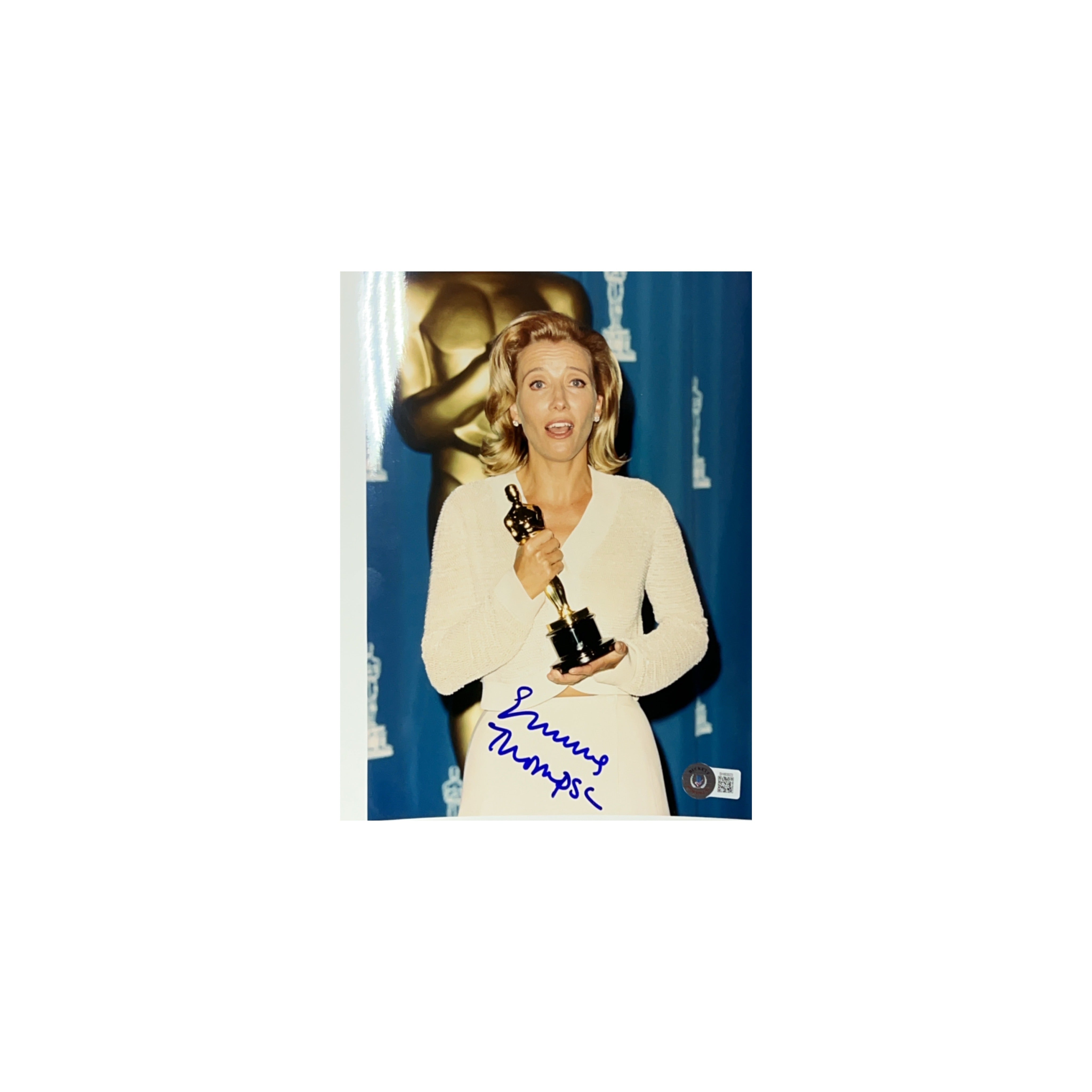 Emma Thompson Autographed 8x10 Holding Award Beckett – BG Autographs