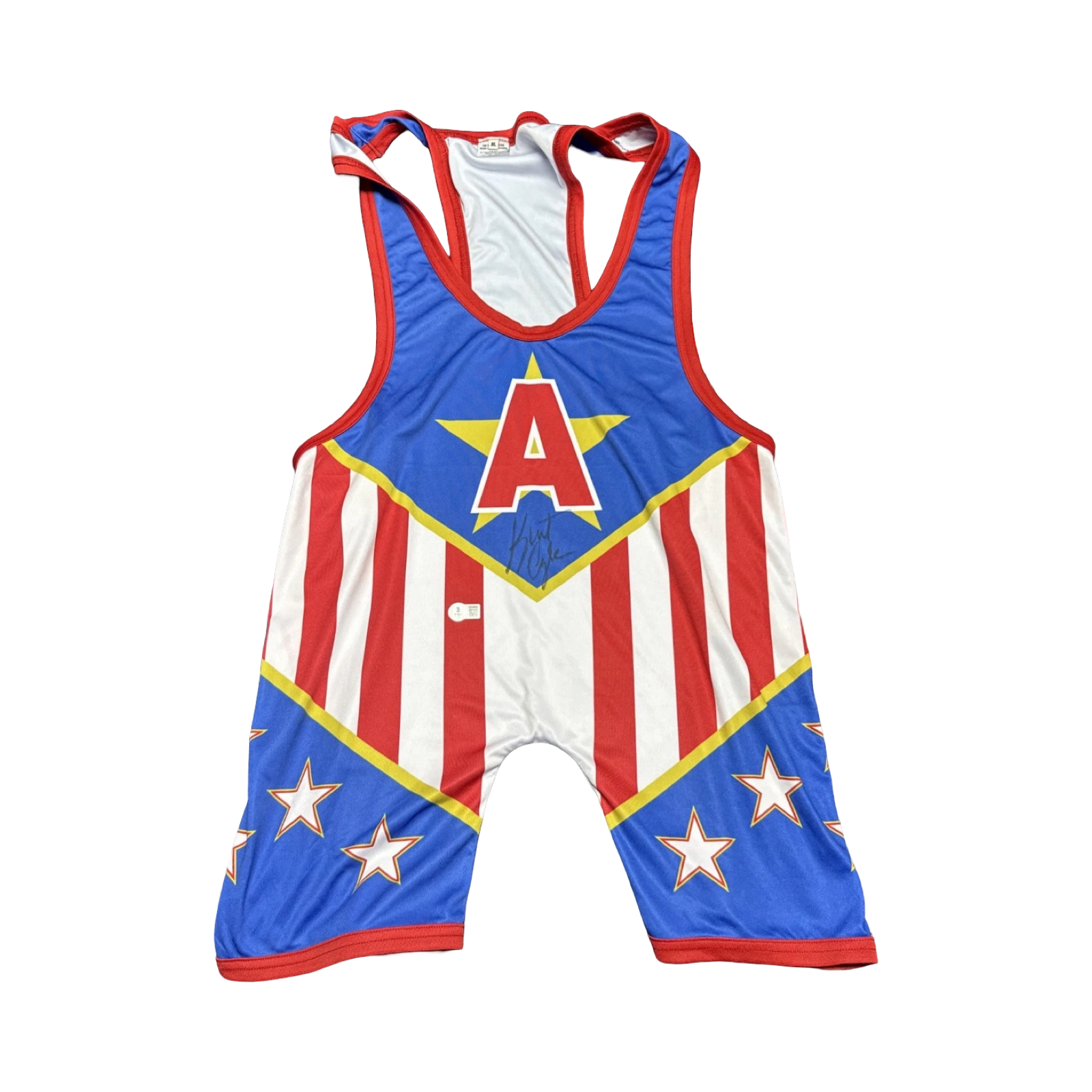 Kurt Angle Autographed Wrestling Attire Stars & Stripes Singlet Becket ...