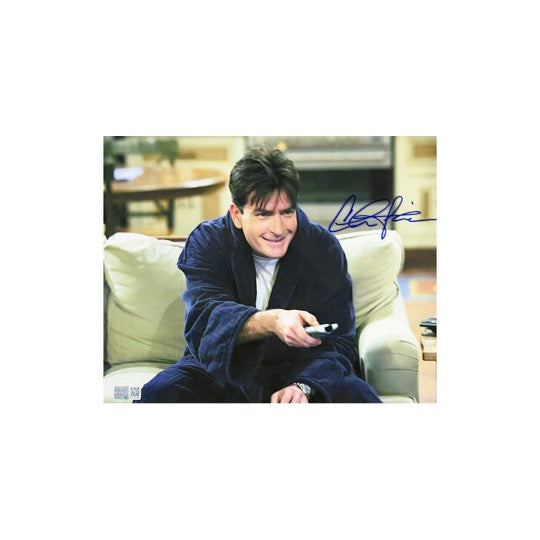 Charlie Sheen Autographed Two and a Half Men 8x10 Steiner CX – BG Autographs