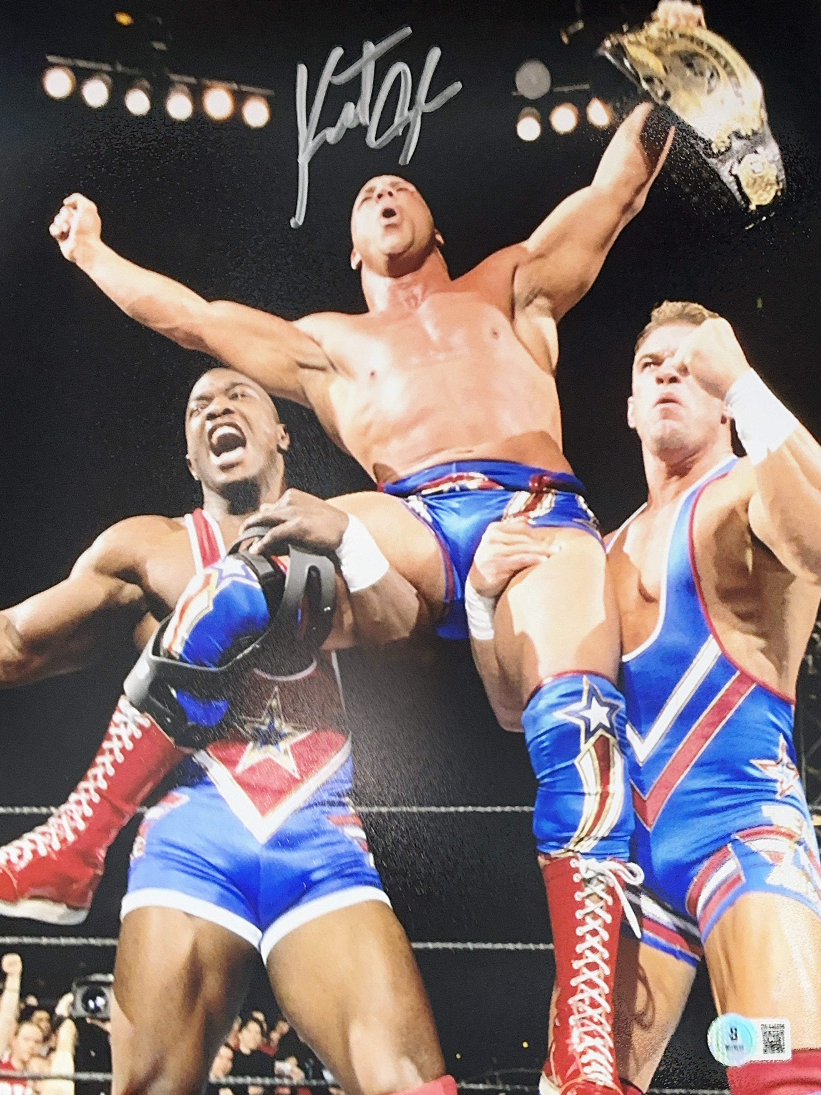 Kurt Angle Autographed Holding Championship with Team Angle 11x14 Beck ...