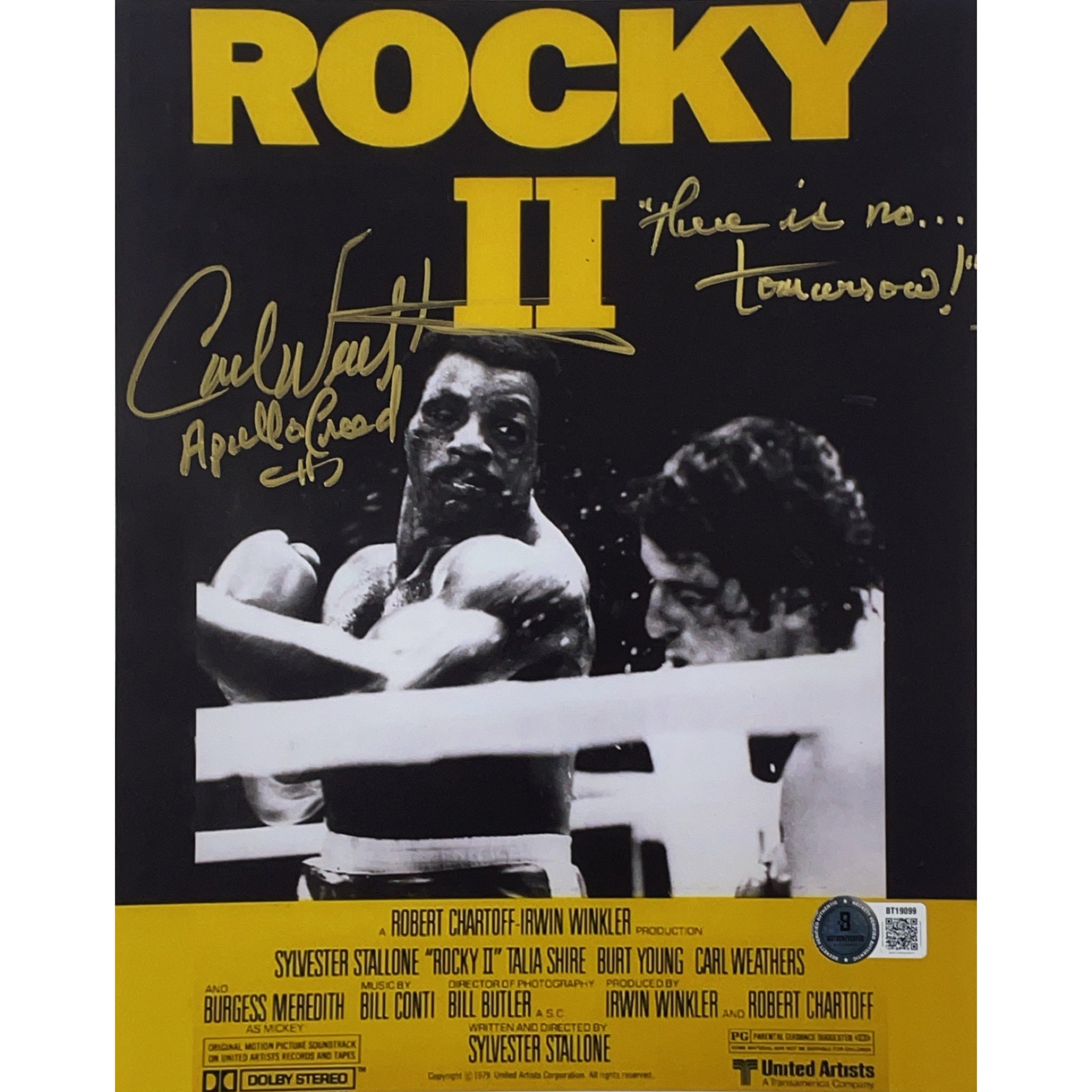 Carl Weathers Apollo Creed Autographed Rocky 2 Inscribed "There Is No ...