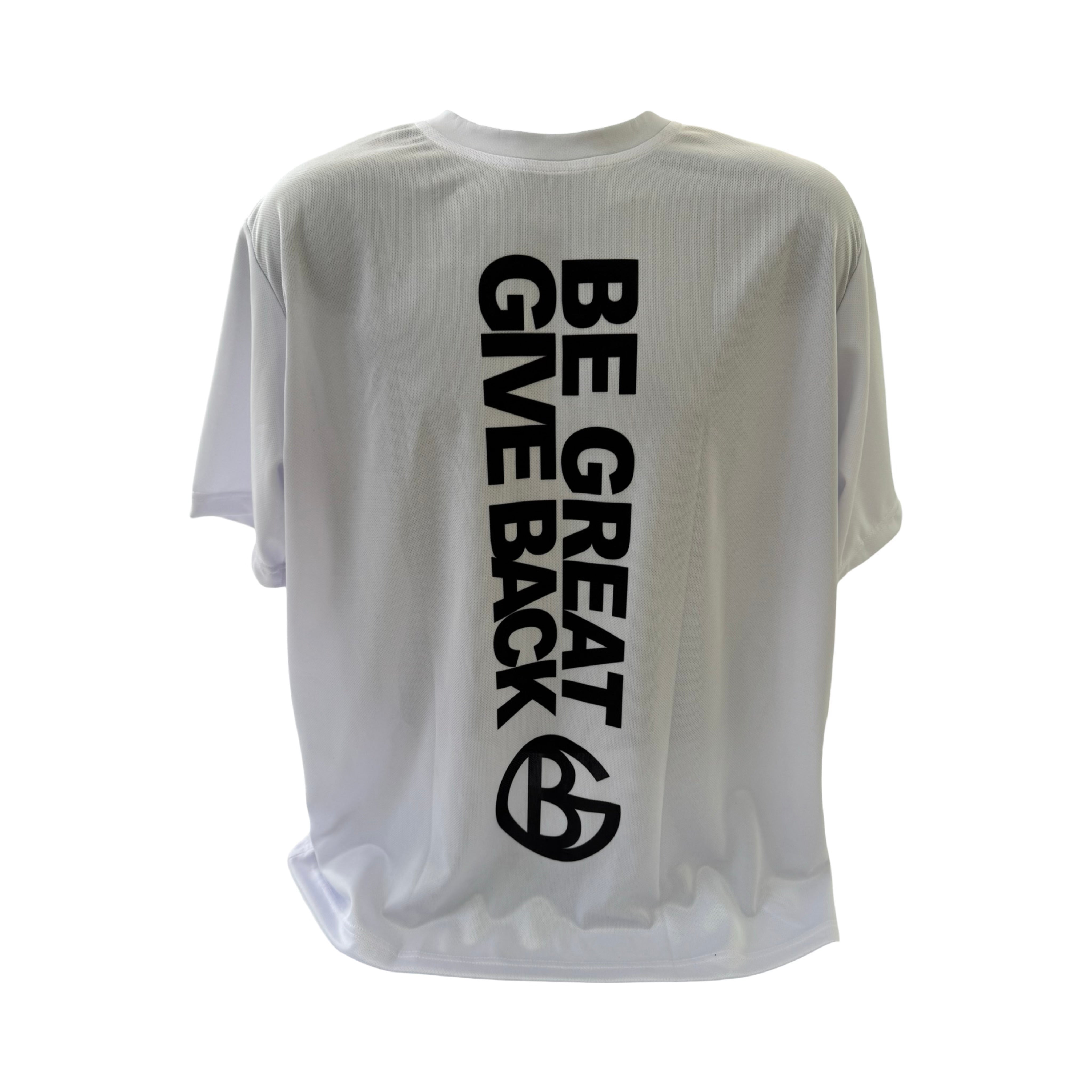 BG Give Back White Vertical Text T-Shirt – BG Autographs