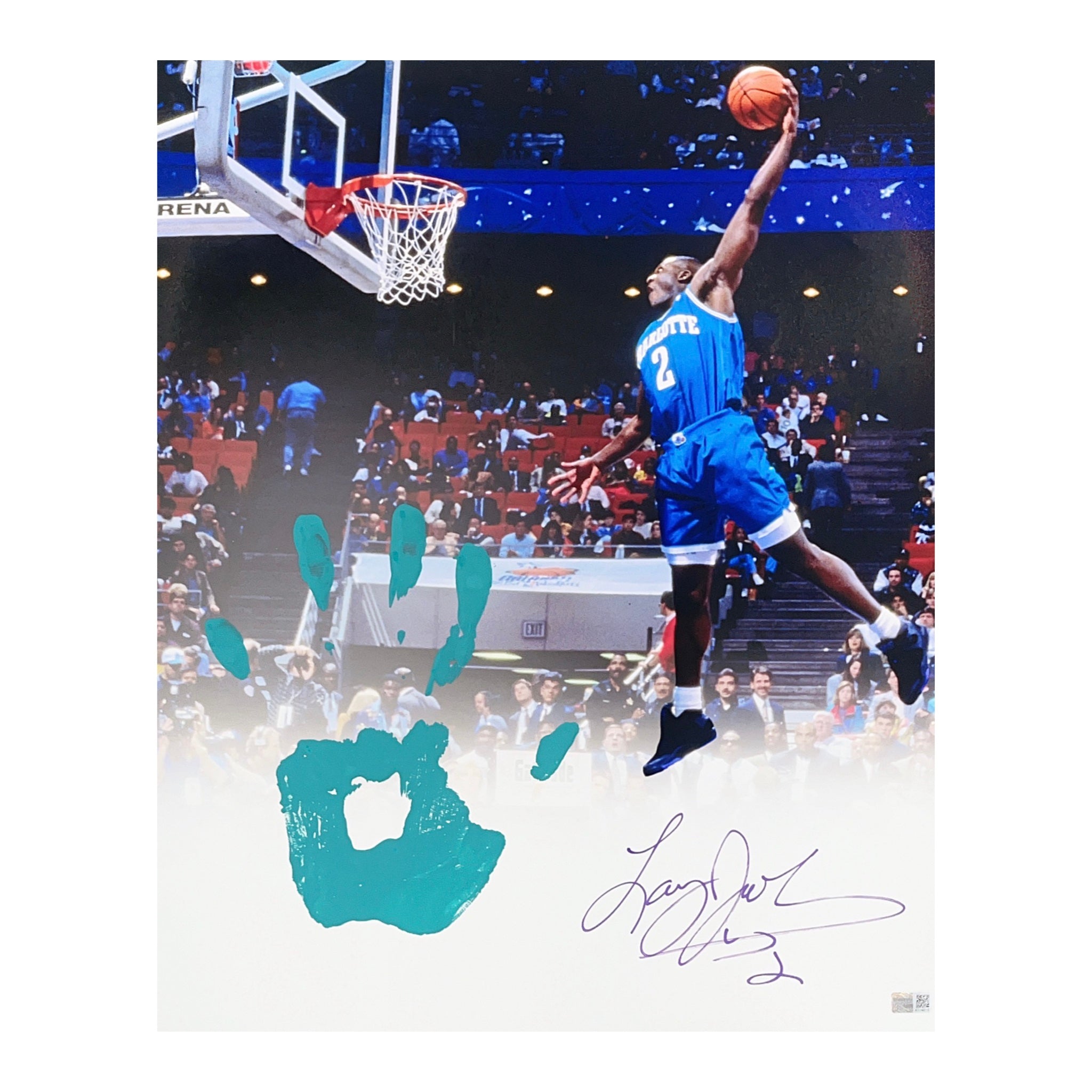Larry Johnson Autographed Charlotte Hornets Dunko Contest Handprint 16 ...